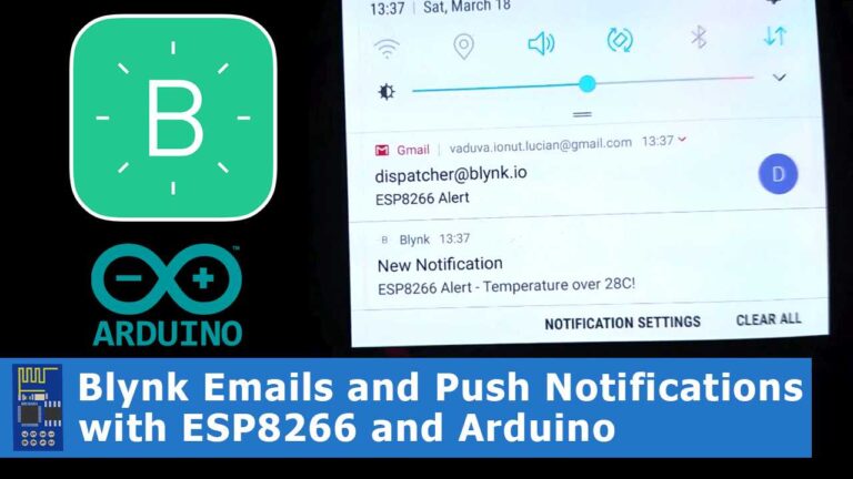 Blynk Email and Push Notifications tutorial - ESP8266 Arduino Example